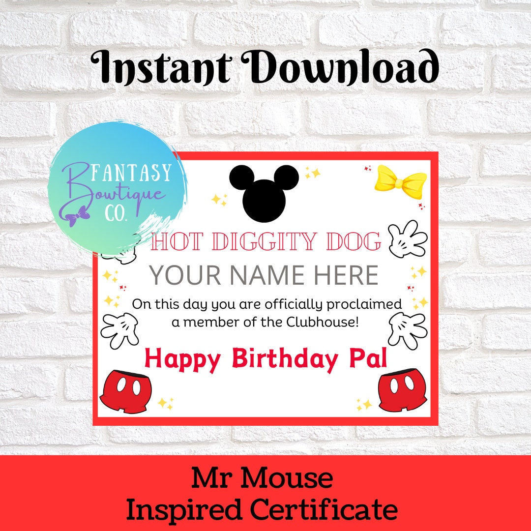 Mickey Mouse Clubhouse Princess Certificate Birthday Party - Etsy