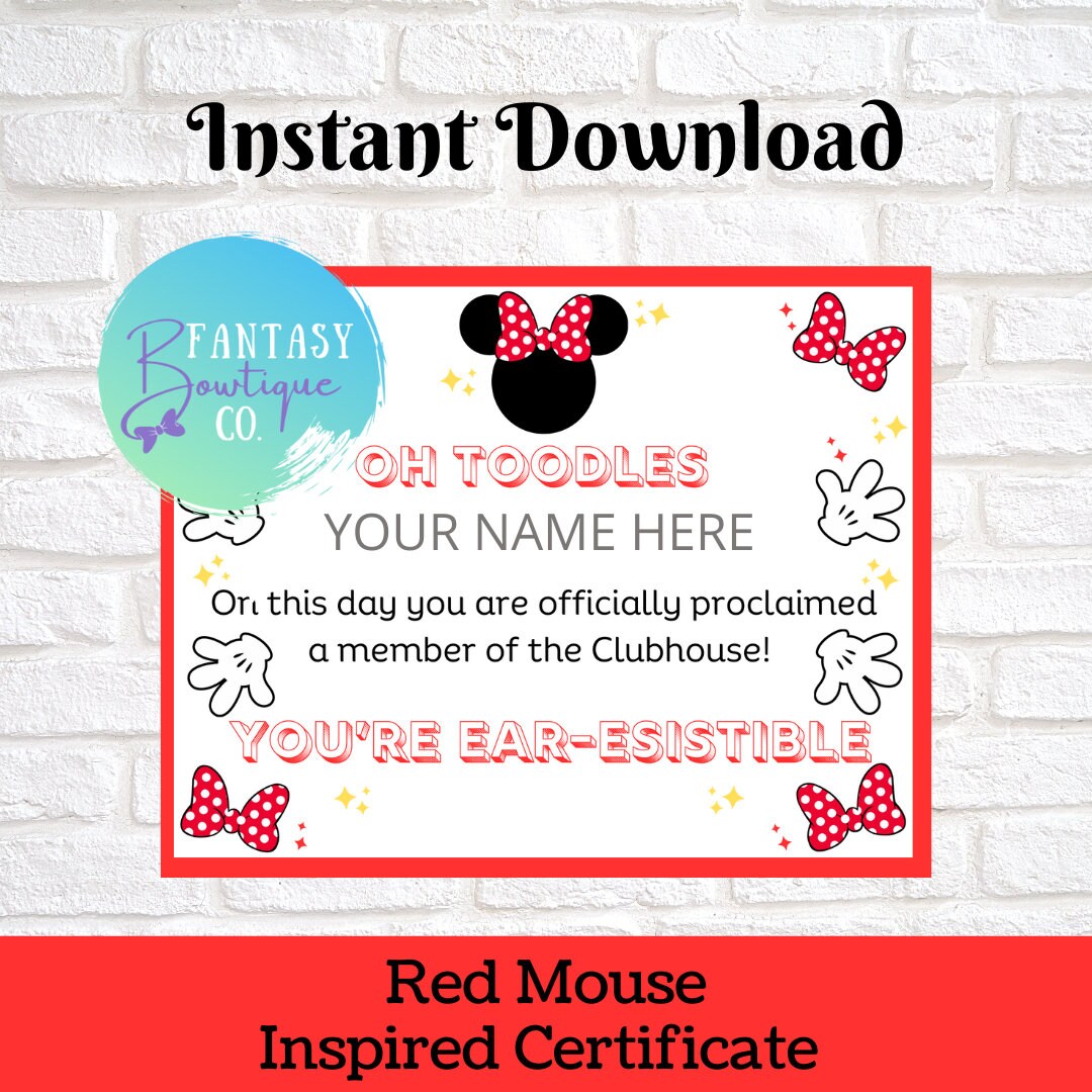 Mickey Mouse Clubhouse Princess Certificate Instant Download Printable ...