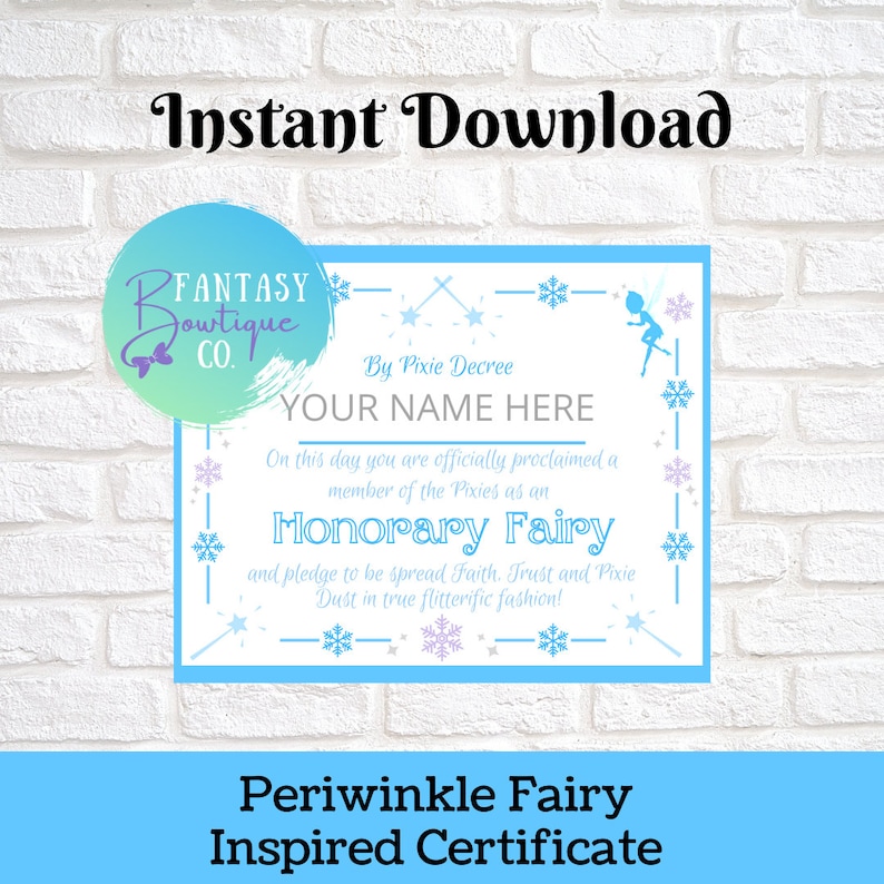 Pixie Hollow | Fairies | Fairy Certificate | Pixie Dust | Tinkerbell - Etsy