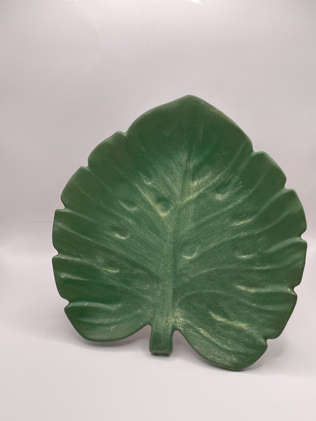 Monstera Leaf Ring Dish in Green With Iridescent Coating - Etsy