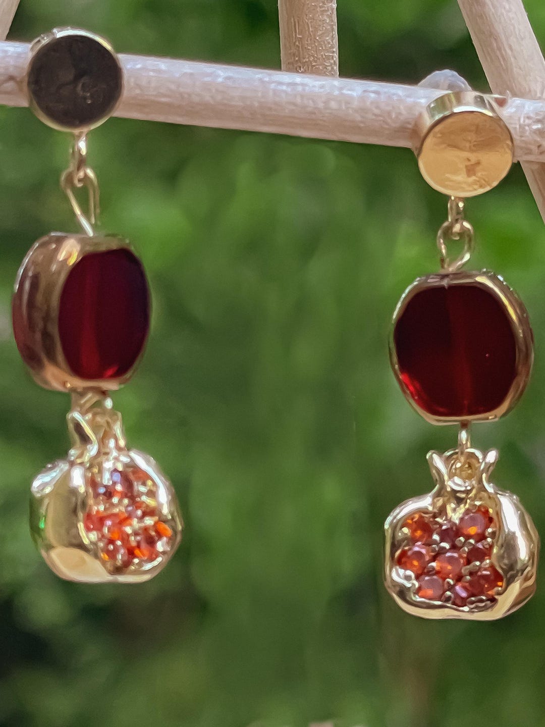 Persephone Golden Pomegranate Glass Earrings - Etsy