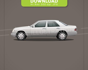 Mercedes-benz E-class Coupe W124 (1987 - 1996) Car Blueprint Poster ...