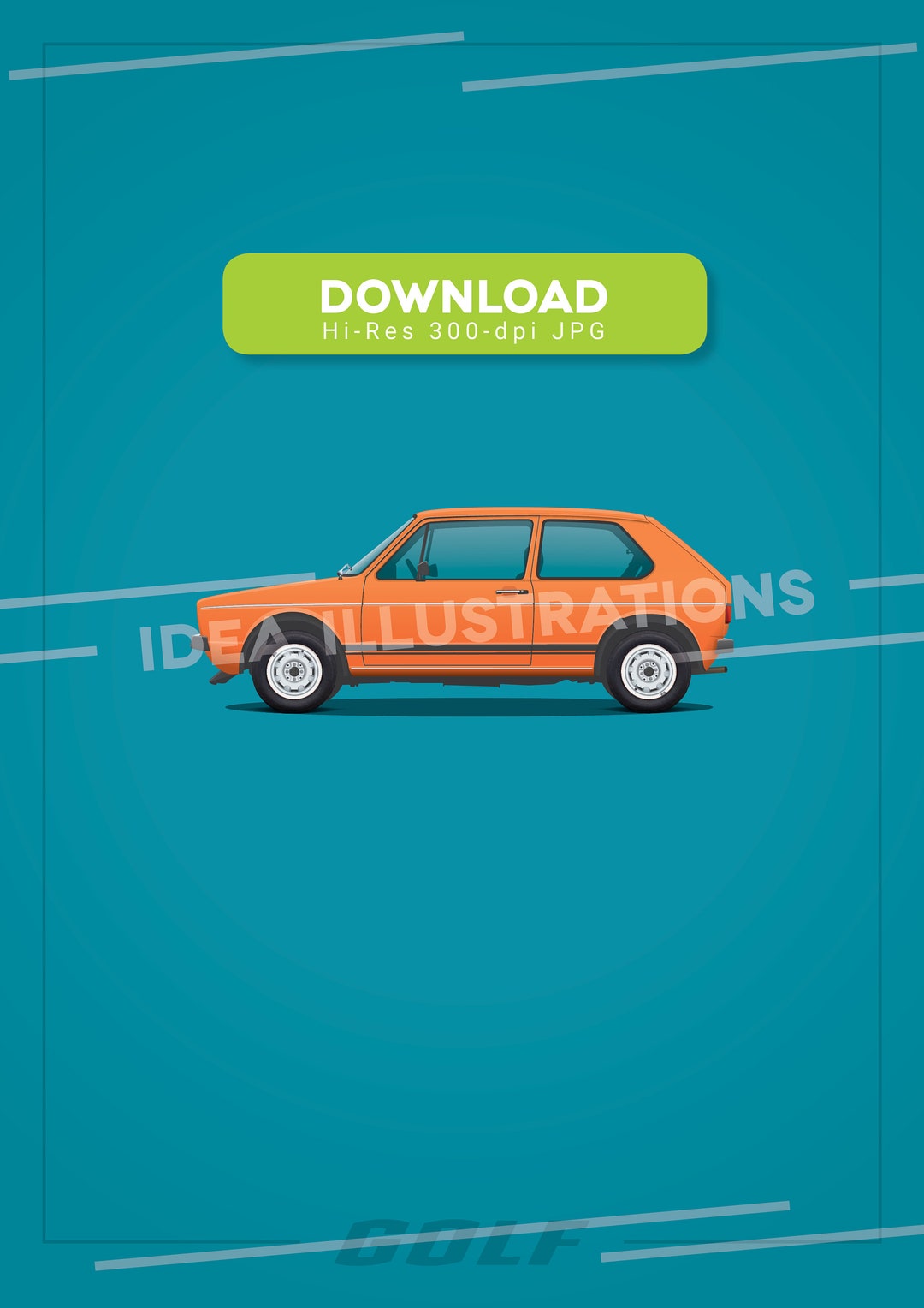 VW Golf 1 Illustration - Etsy