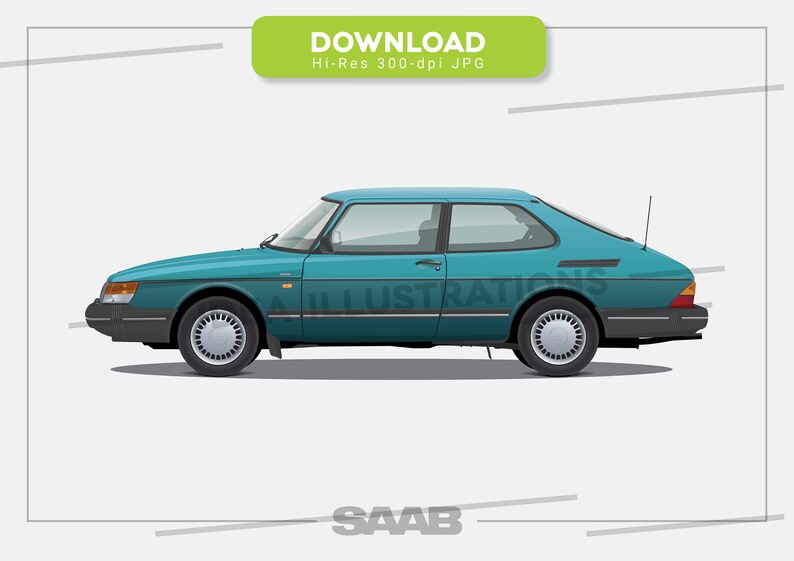 Saab 900 Illustration - Etsy