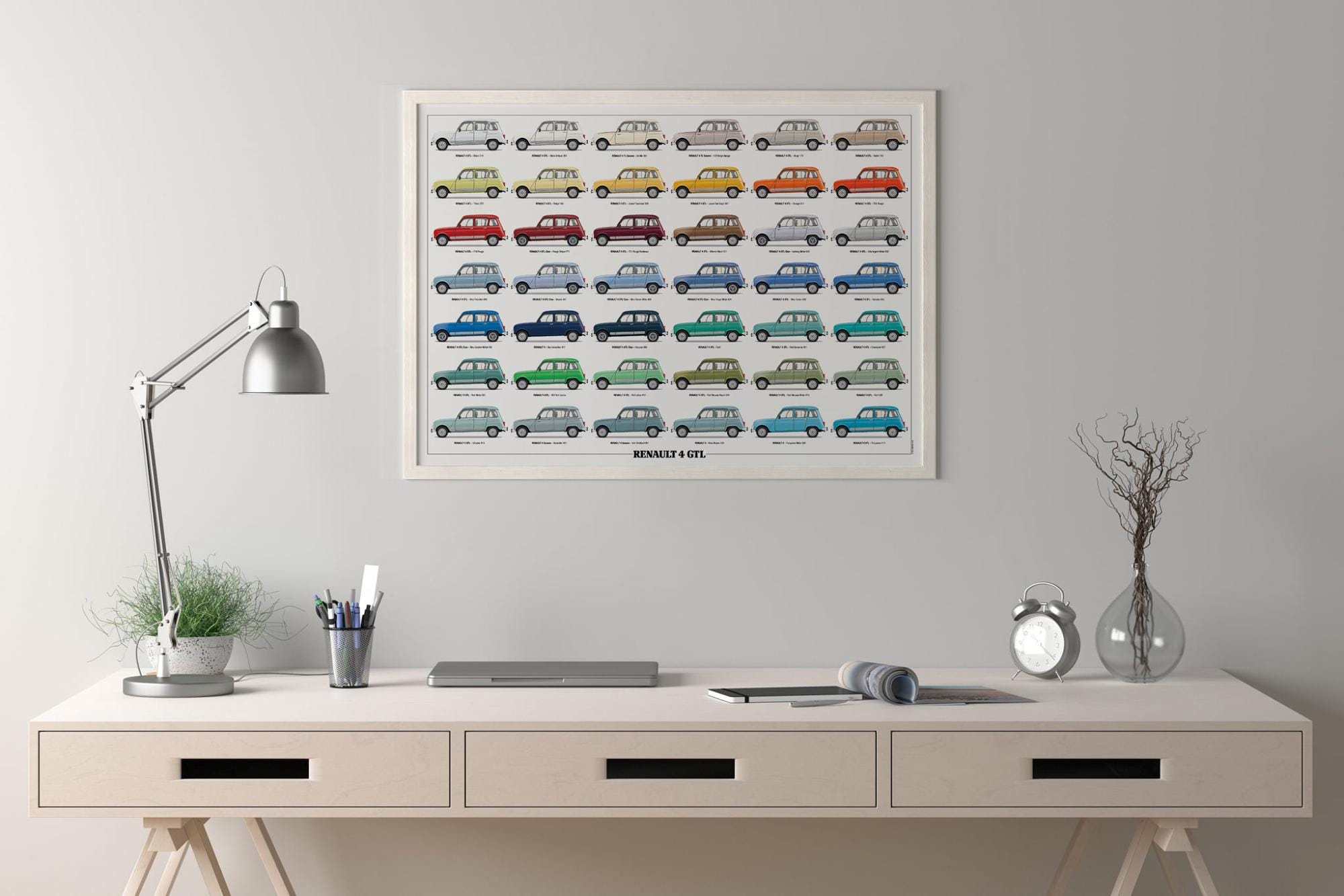 Renault 4 GTL Poster of 42 Colours - Digital Illustration to Print It ...