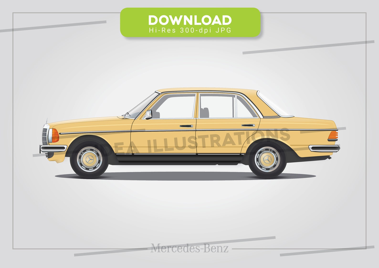 Mercedes-benz W123 Illustration | Etsy