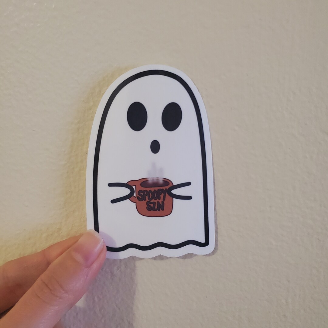 Spoopy Szn Sticker Ghost Coffee Cute Halloween Sticker - Etsy