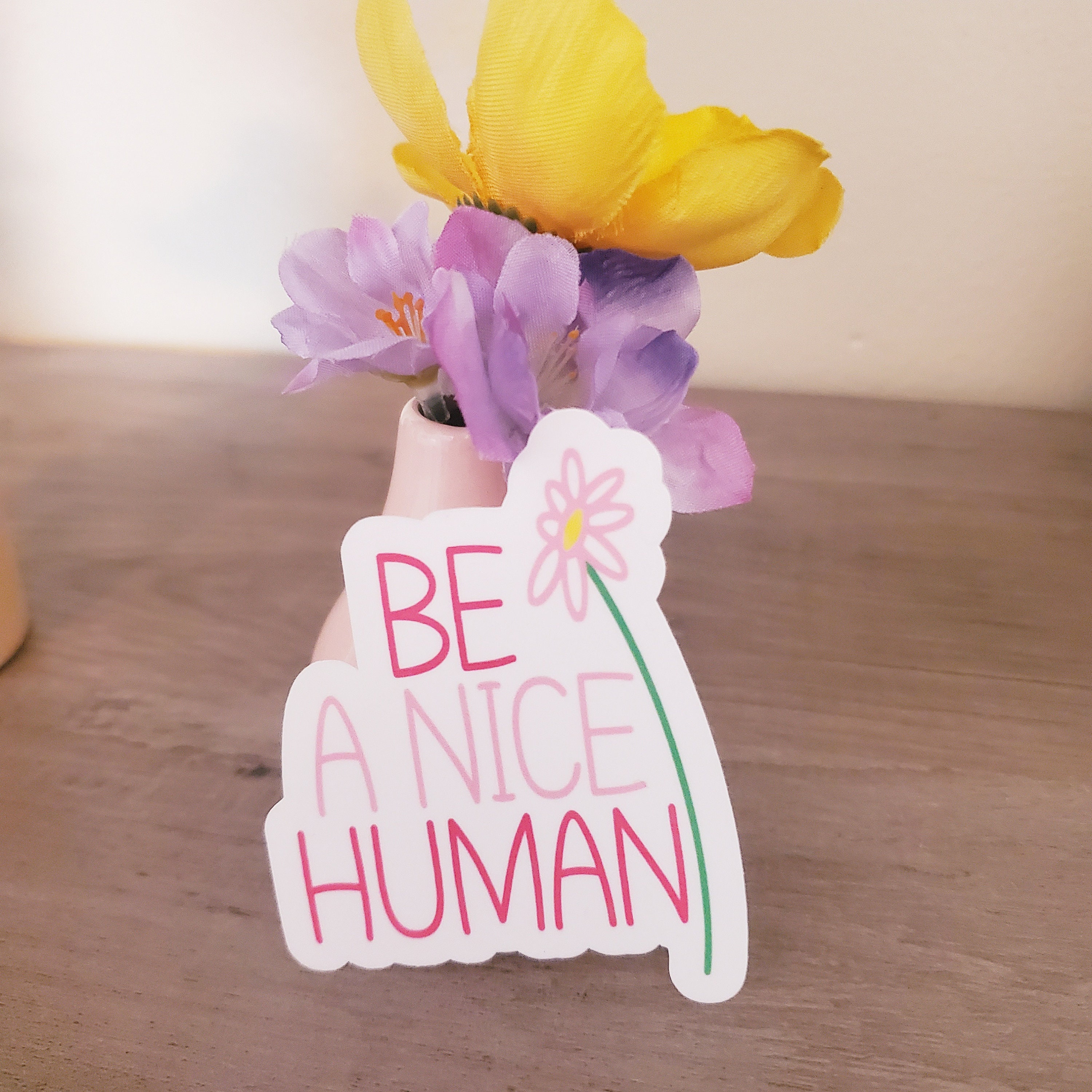 Be a Nice Human Sticker, Inspirational Quote Sticker, Be Kind Sticker ...
