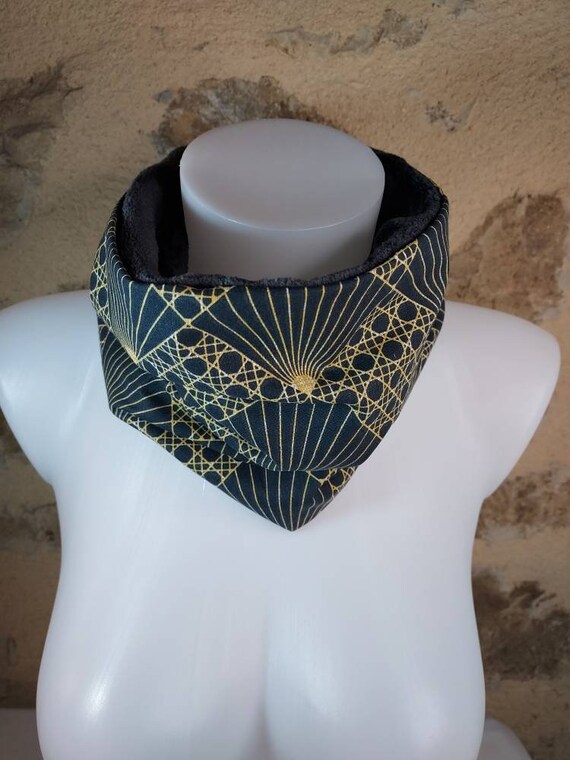 Snood Neck Tower Art Deco Patterns Cannage Black and Golden | Etsy