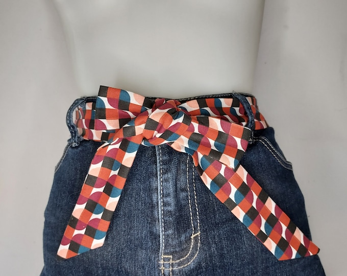 Fabric Belt to Tie Retro Patterns Orange Burgundy White Duck Blue - Etsy