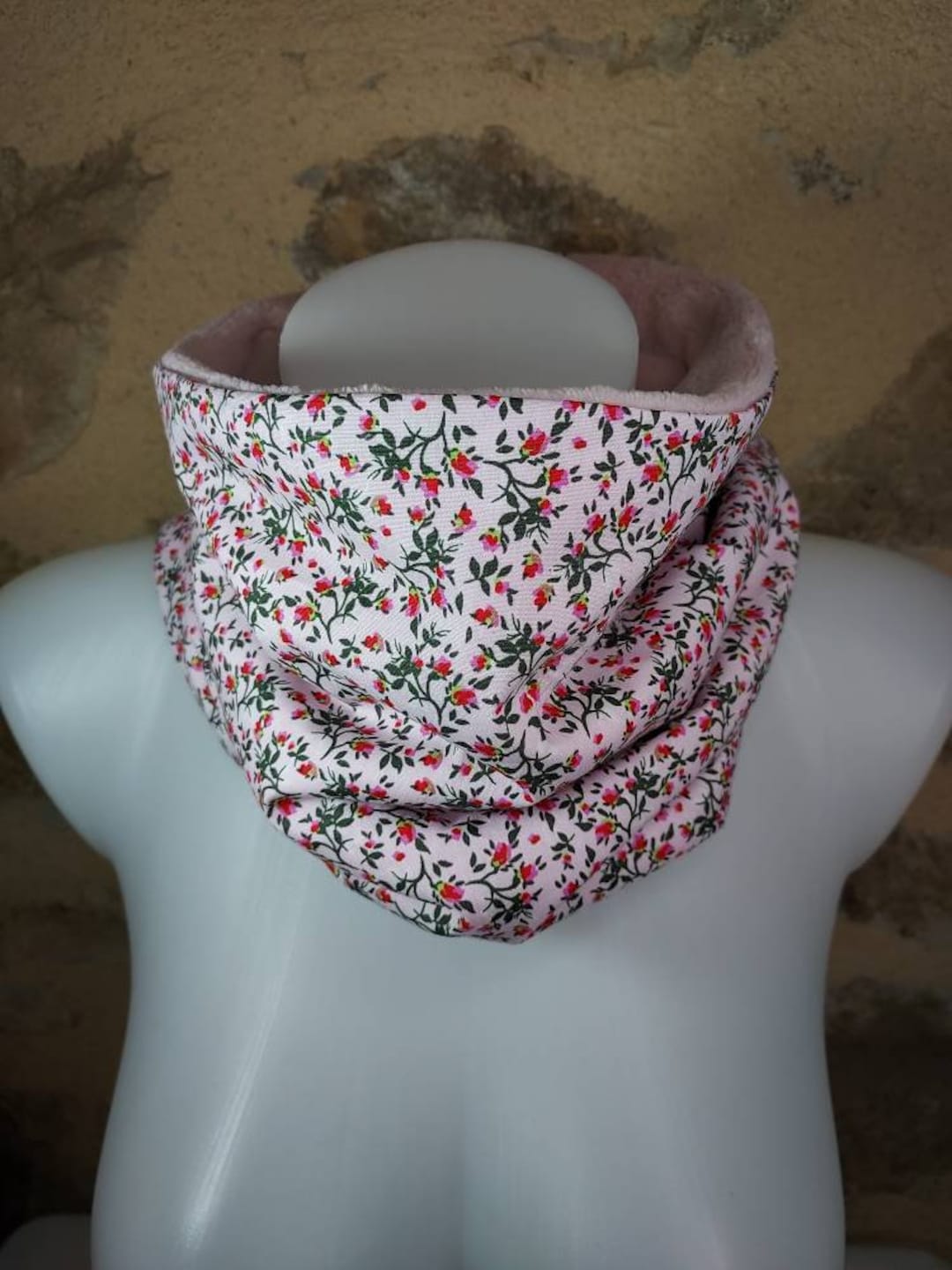 Neck Warmer Snood With Pink Flowers - Etsy