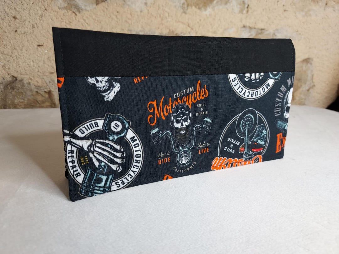 Custom Checkbook Holder in Black, White, Orange, and Bandana - Etsy