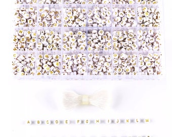 Alphabet Letter Kit Black Gold Letter Beads, 4x7mm Name Bracelet Beads ...