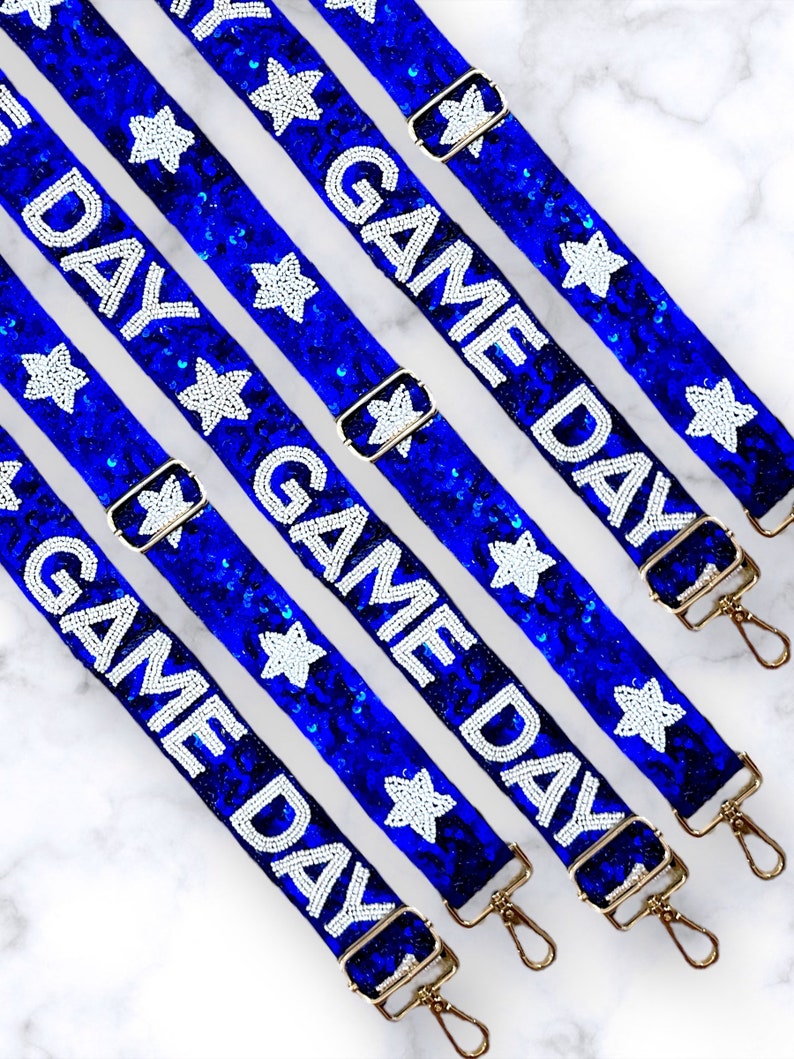 Handmade Beaded Game Day Strap: Navy, Stars, Adjustable - Etsy