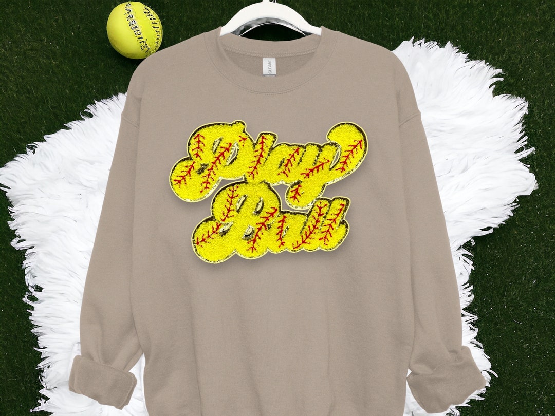 Play Ball Softball Patch: Iron on Glitter Chenille (11” X 8”) - Etsy
