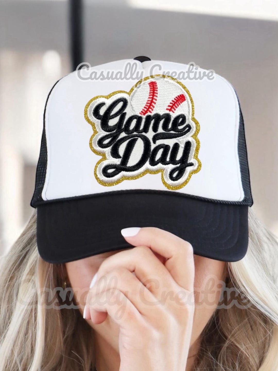 Baseball Game Day Patch - Trucker Hat Patch Iron On- Embroidery Patch ...