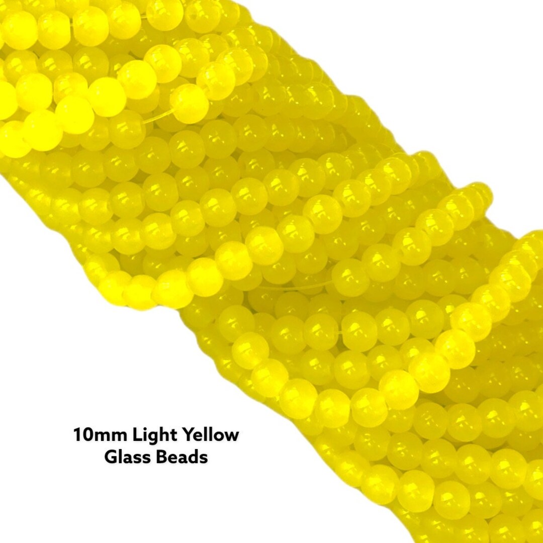 10mm Light Yellow Glass Beads: Polished Round, 28-inch Strands - Etsy