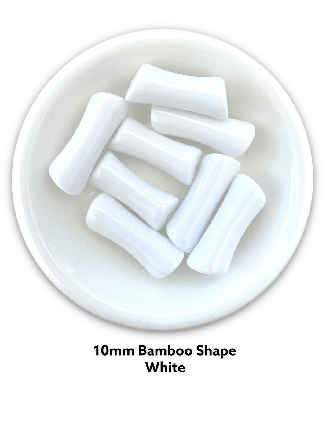New Bamboo 10mm White Bamboo New Shape Acrylic Tube Beads Acrylic ...
