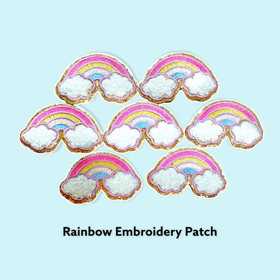 Rainbow Embroidery Patch DIY Patch With Gold Glitter Trim - Etsy