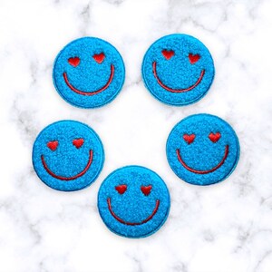 Smiley Face Patch- Iron Chenille Smile Face Heart Eye DIY Patch With ...