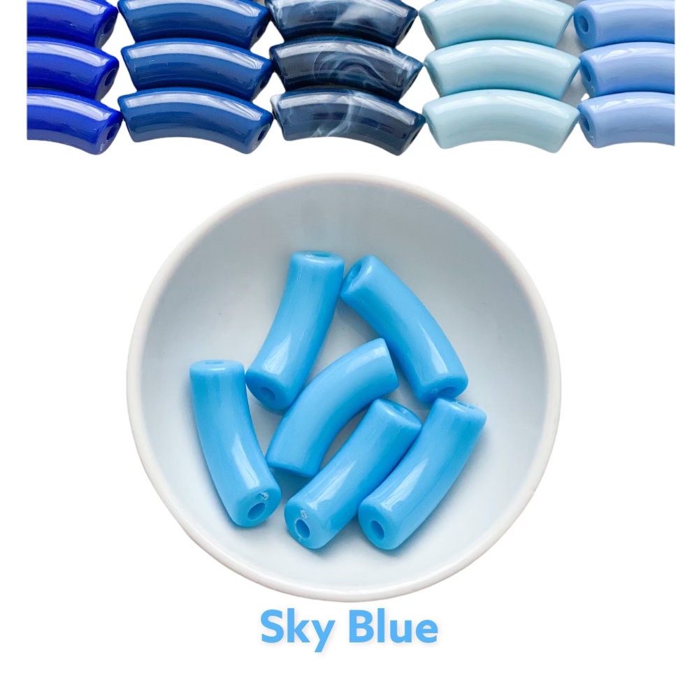 Royal Blue 12mm Tube Acrylic Beads Curved Tube Beads Resin - Etsy