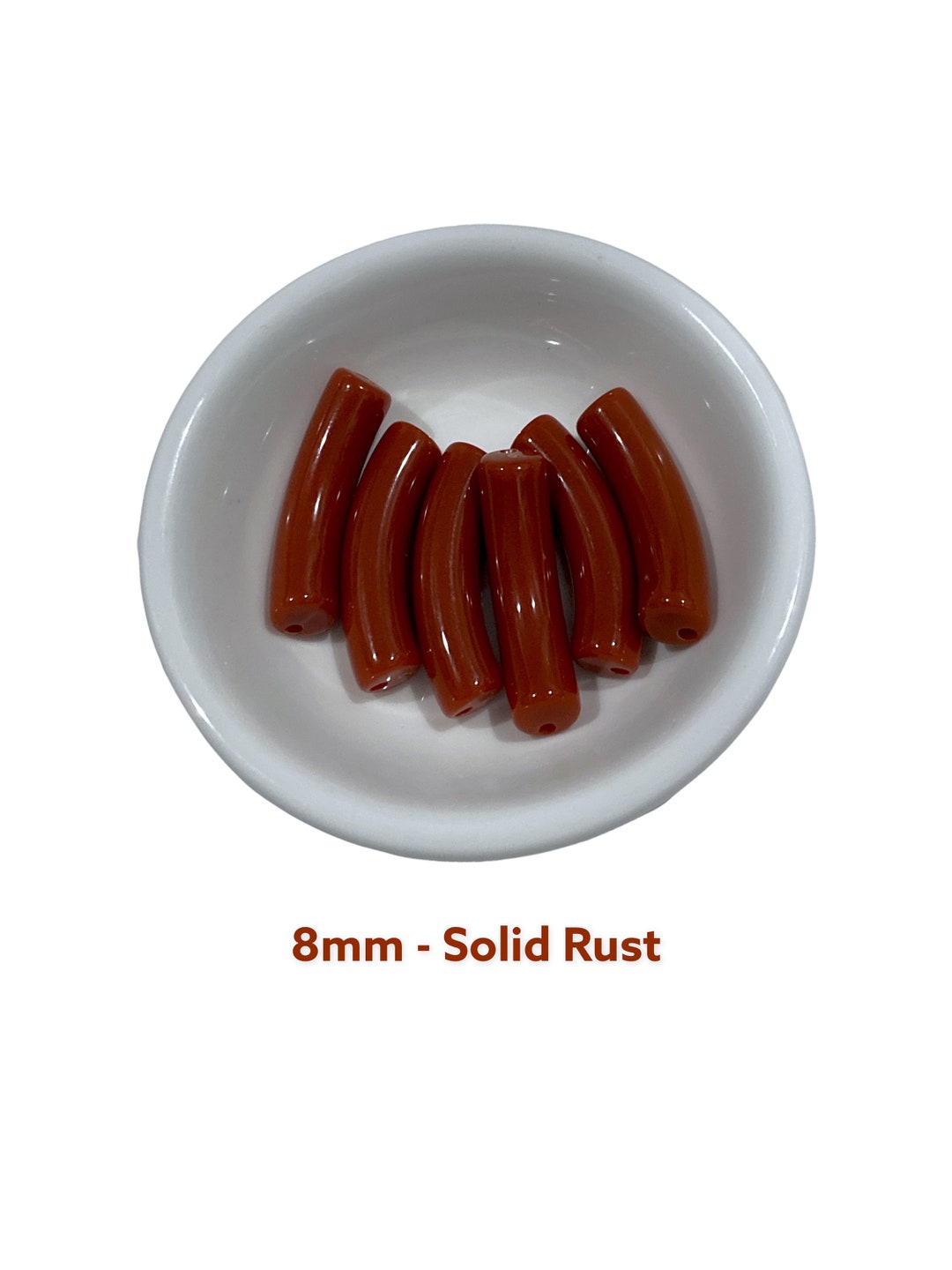 8mm- Rust -fall Acrylic Beads, Curved Tube Beads, Resin , Bracelet ...