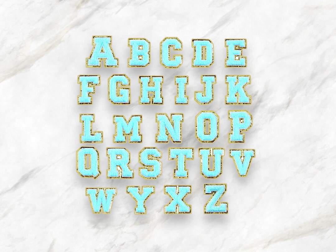 Turquoise- Letter Patch - Self Adhesive - Hat Barchenille Alphabet Diy ...