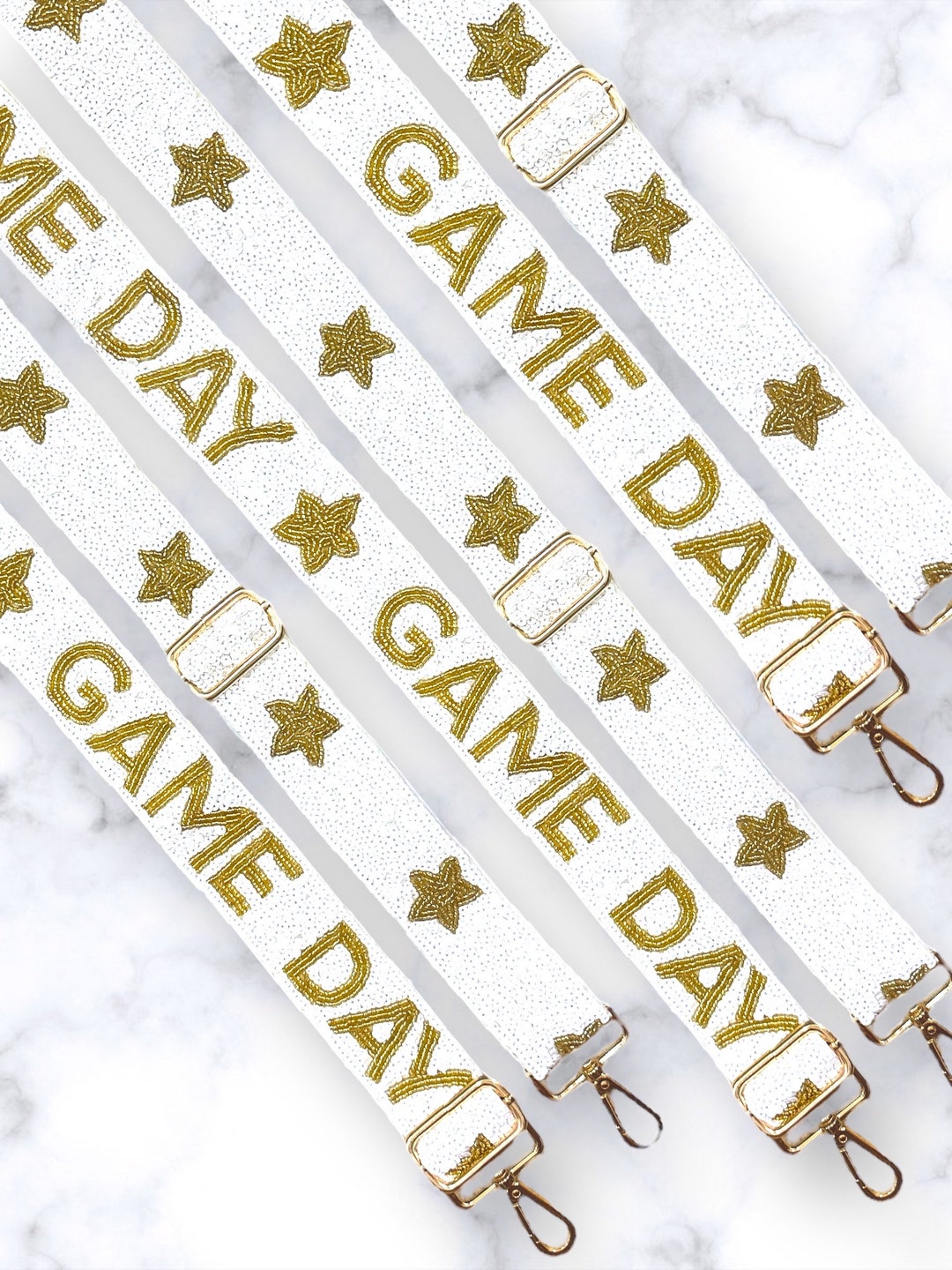 White Game Day- Adjustable Beaded Strap |perfect for Stadium Bags ...