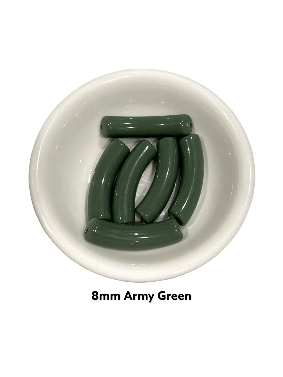 8mm Army Green Fall Acrylic Beads Curved Tube Beads Resin | Etsy