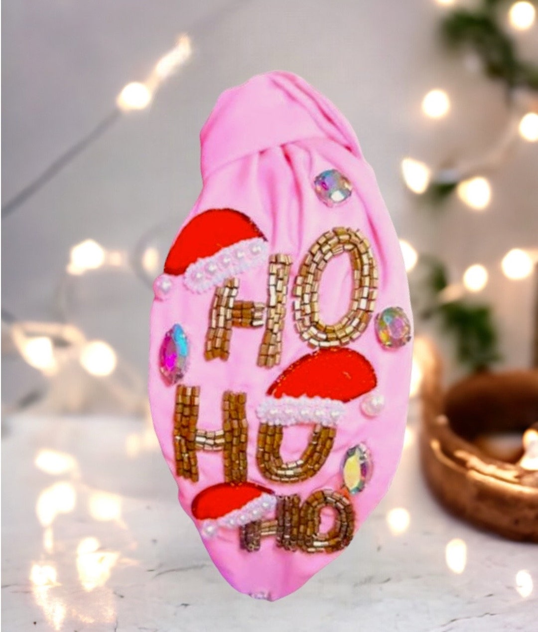 Ho Ho Ho - Santa Hat Headband - Christmas Headband - Top Knot Hand Sewn ...