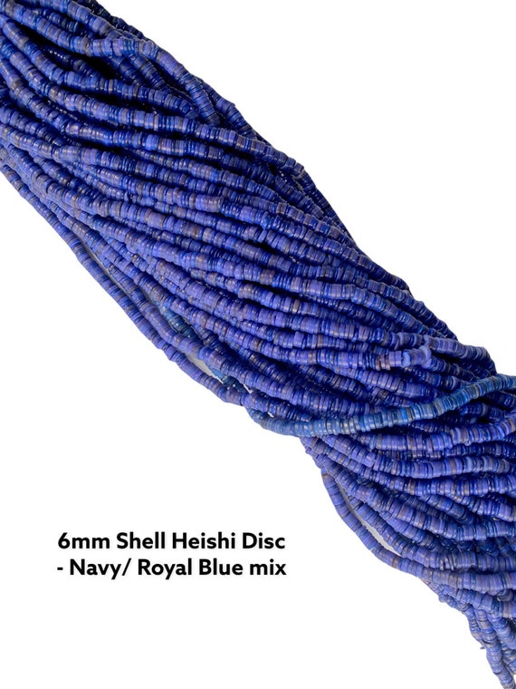6mm Navy Royal Blue Natural Shell Heishi Beads Shell Disc - Etsy