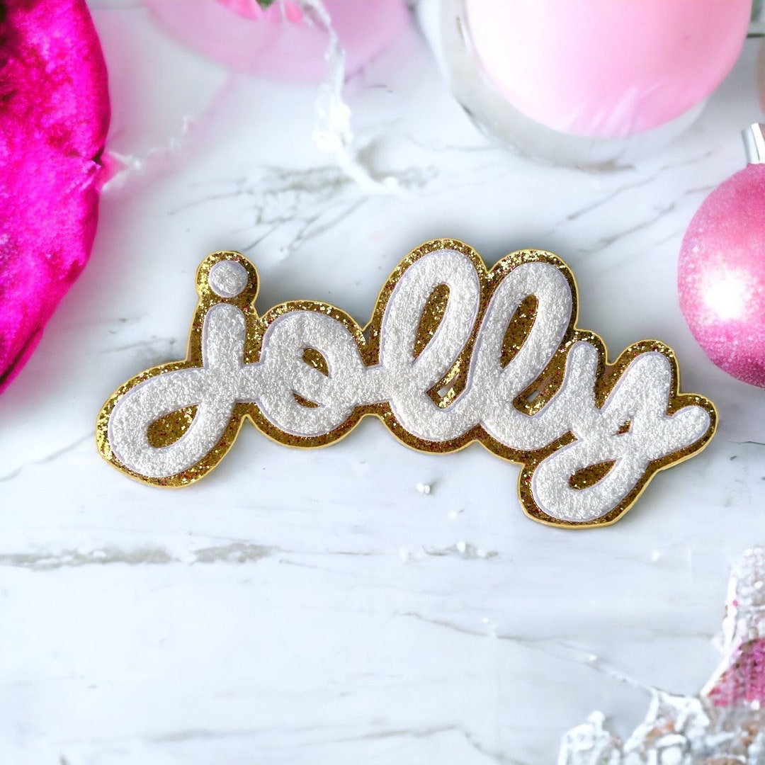 Jolly Chenille Iron on Patch: White Glitter Christmas Applique - Etsy