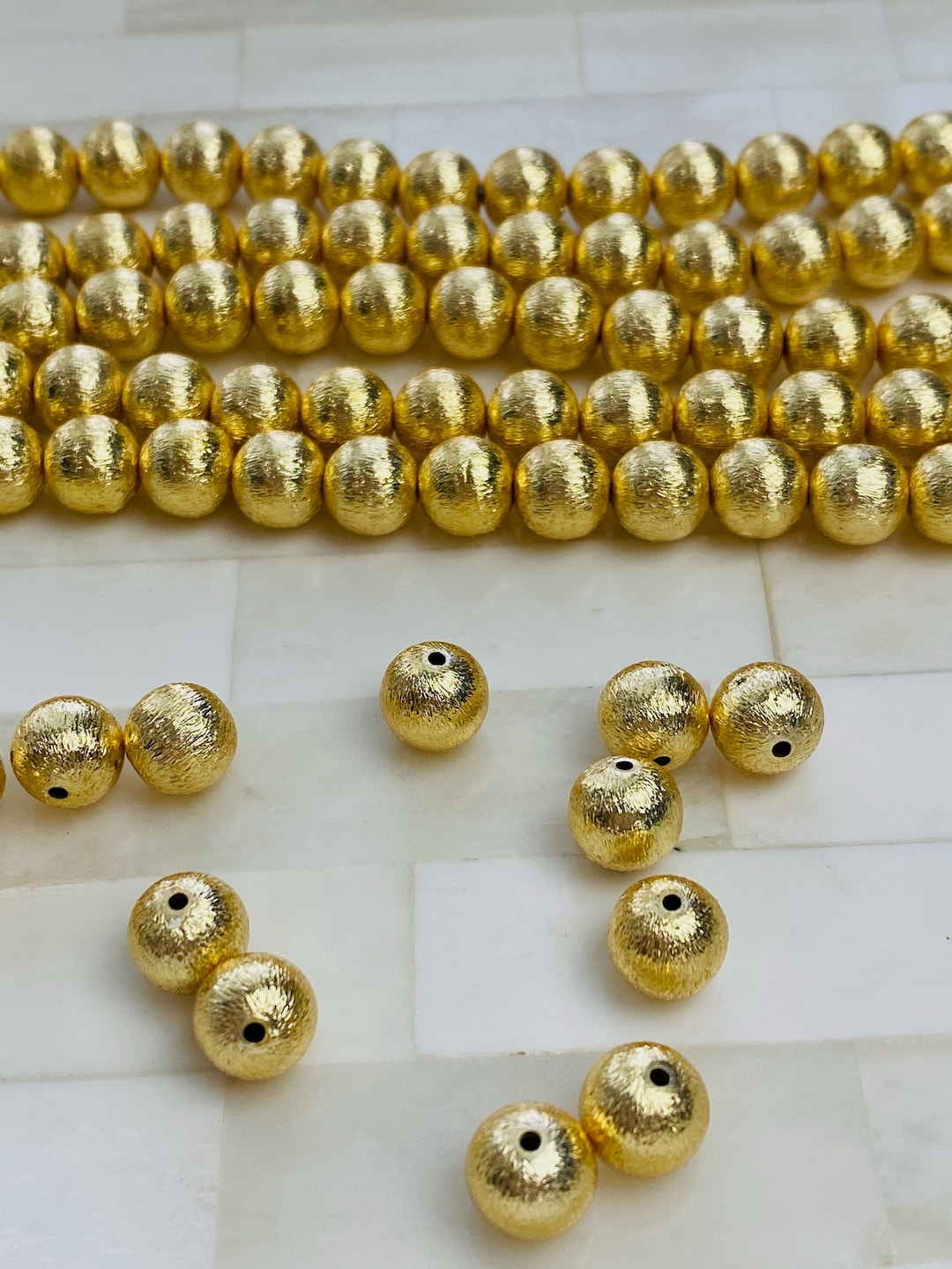 14k Brushed 6mm Gold Round Bead - 6mm Gold Ball Spacer Accent Bead - Etsy