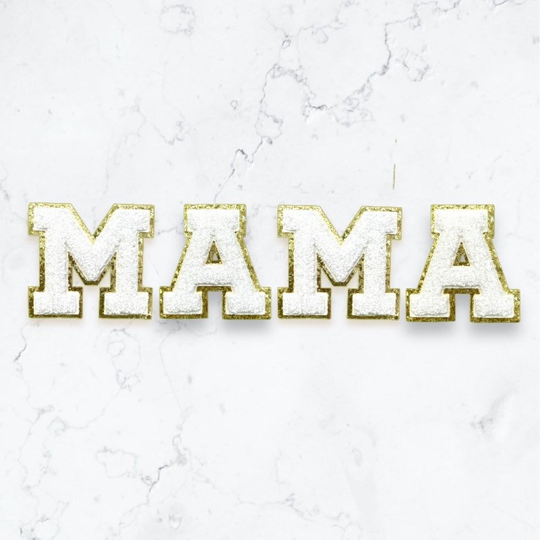 MAMA Patch - Iron on 3" Inch Glitter Chenille Patch, Chenille Letters ...