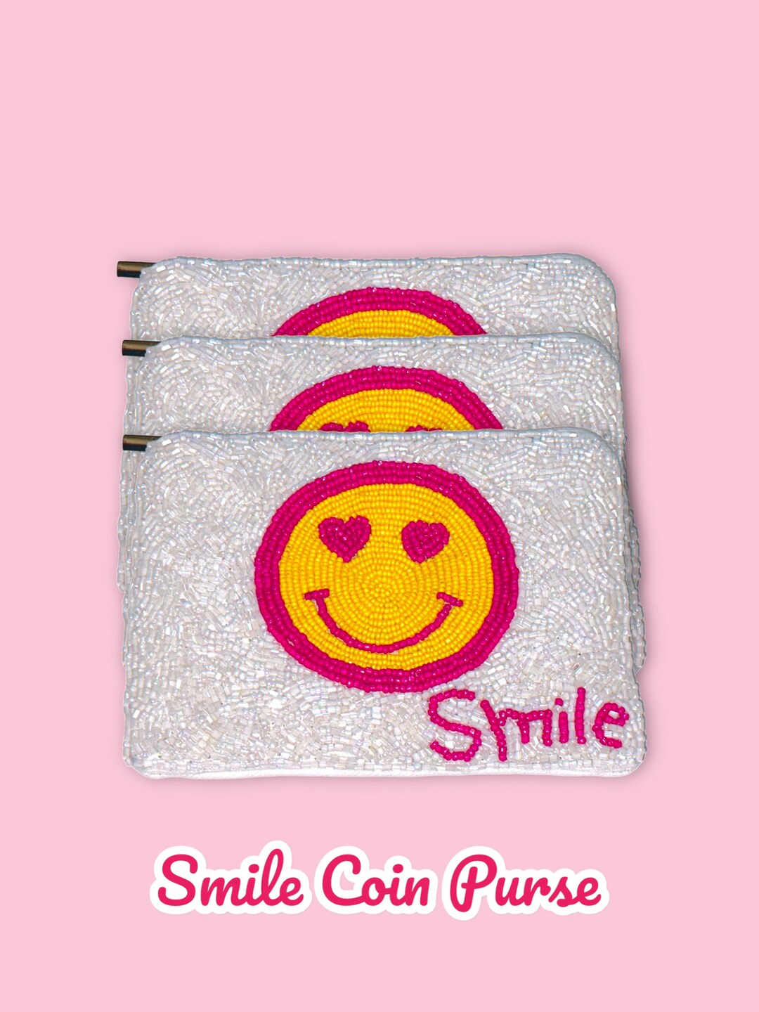 Smile Coin Purse - Seed Bead Wallet - Handmade Beaded Clutch Insert ...