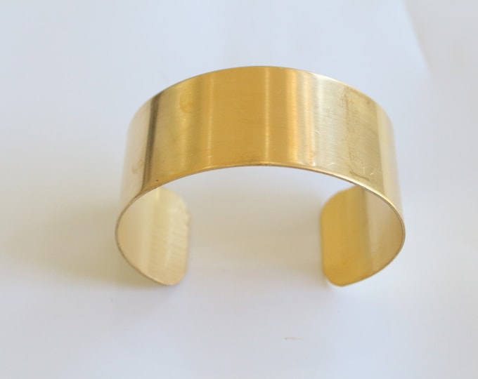 Wide Plain Brass Cuff, Simple Hand Hammered Big Gold Boho Bracelet ...
