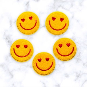 Smiley Face Patch- Iron Chenille Smile Face Heart Eye DIY Patch With ...
