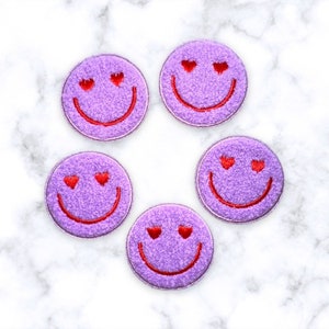 Smiley Face Patch- Iron Chenille Smile Face Heart Eye DIY Patch With ...