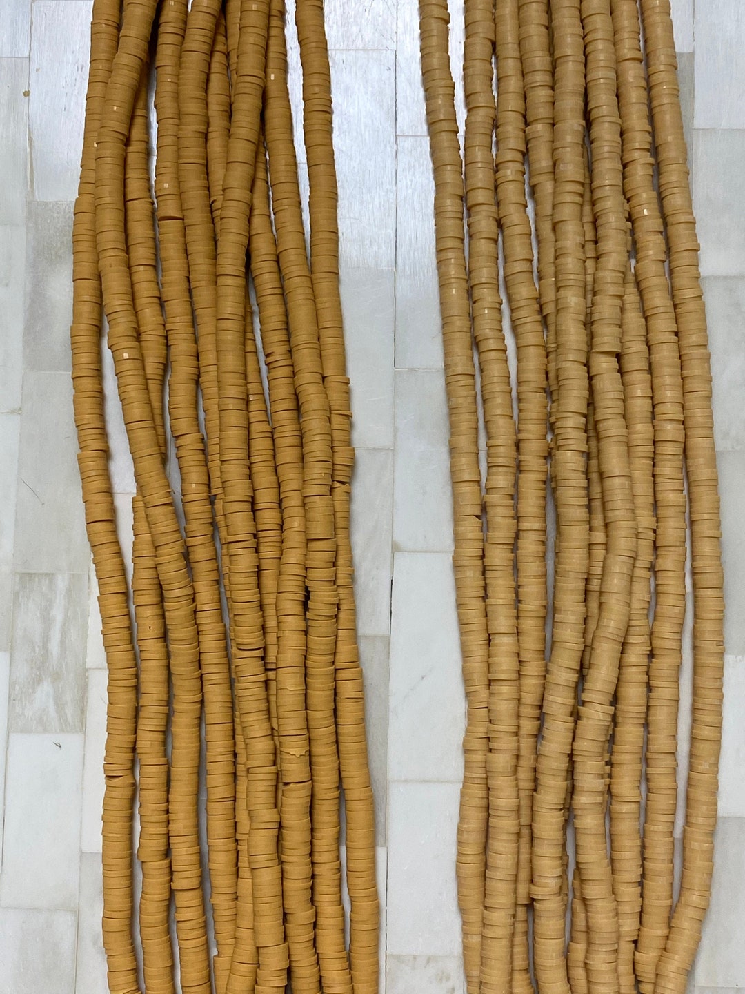 6mm Mustard Yellow Goldenrod Vinyl Heishi Beads, Vinyl Beads, Polymer ...