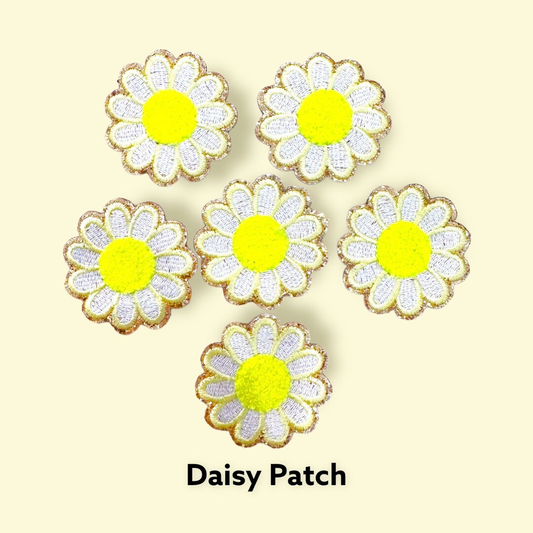 Daisy Self Adhesive Embroidery Patch Chenille DIY Patch With Gold ...