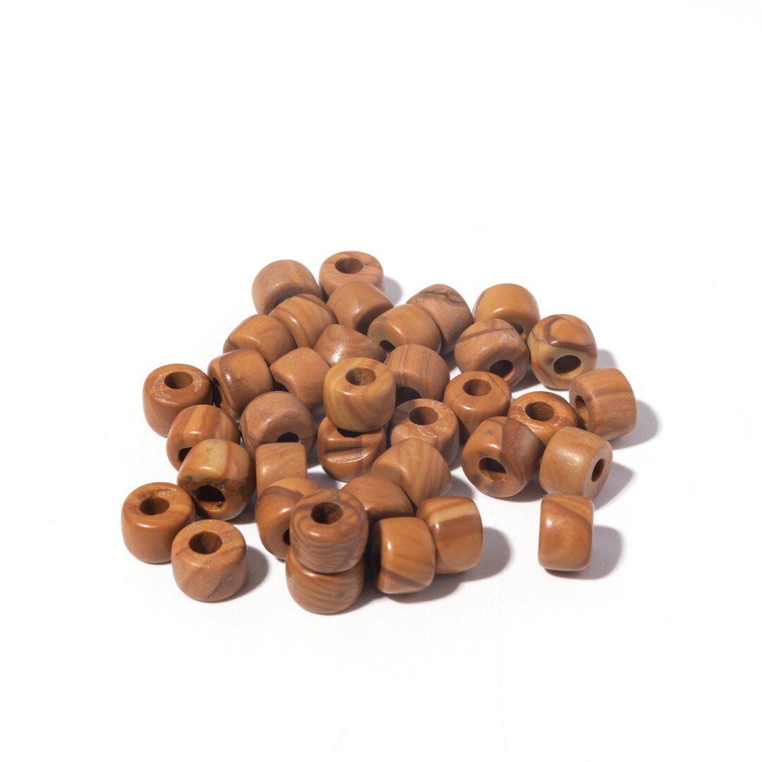 Tan- Forte Gemstone Beads- #8- 20 Beads- Marbled 8mm X 6mm- Lurex Cord ...