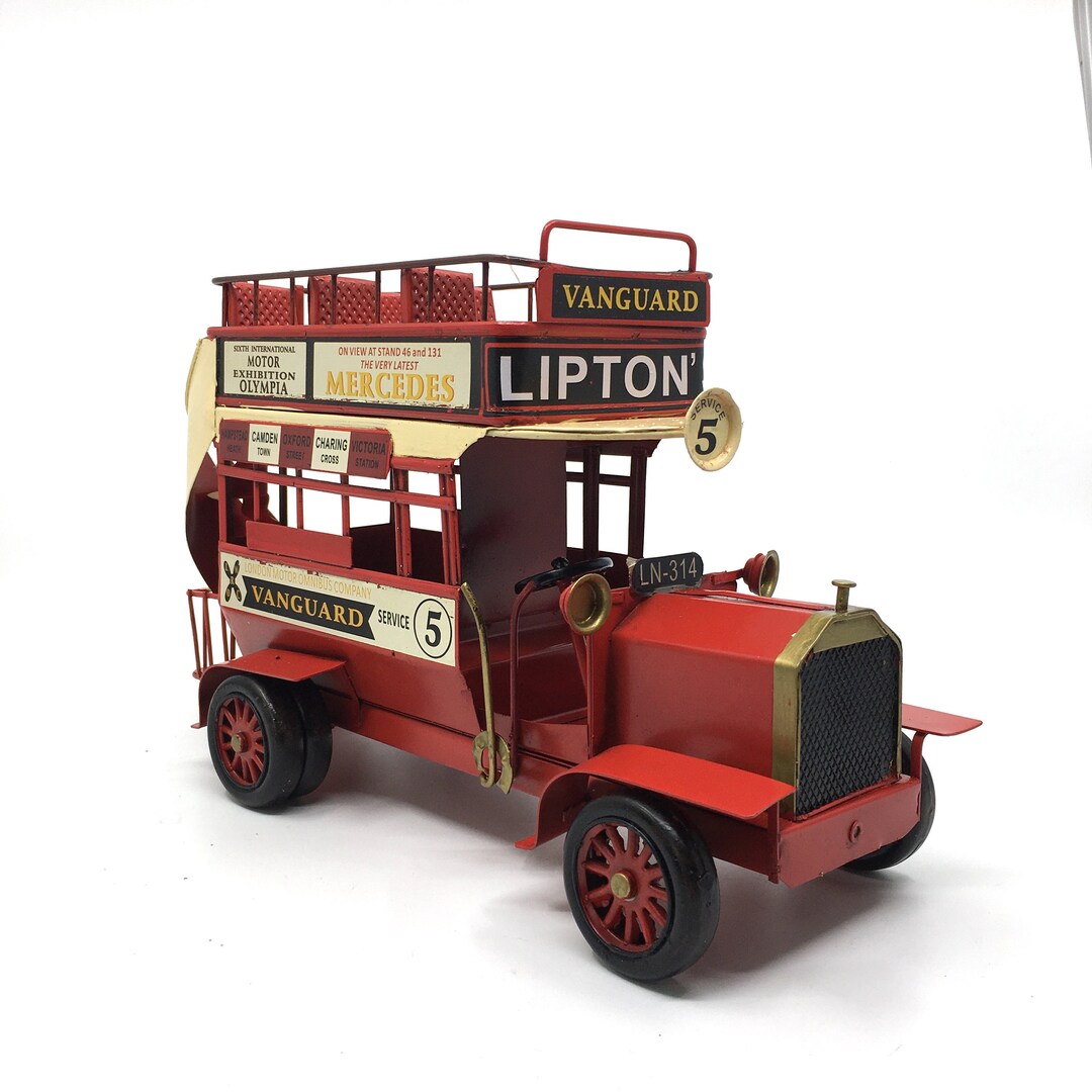 1966 Classic Double Decker Bus Model | Vintage Bus Decor | 1:12 Scale ...