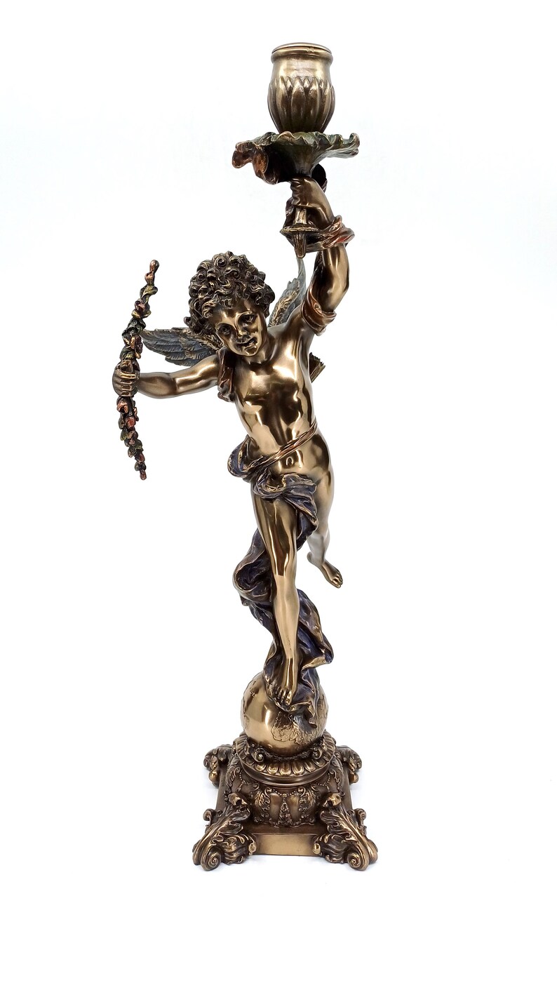Handcrafted Roman Mythology Candle Holders – Diana & Cupid Statues ...