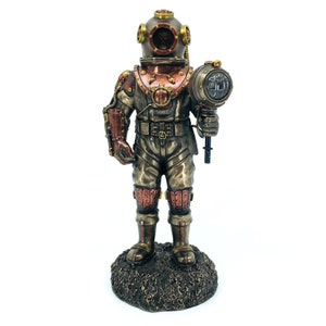 Steampunk Diver Statue With Mini Lamp | Handmade Nautical Decor - Etsy