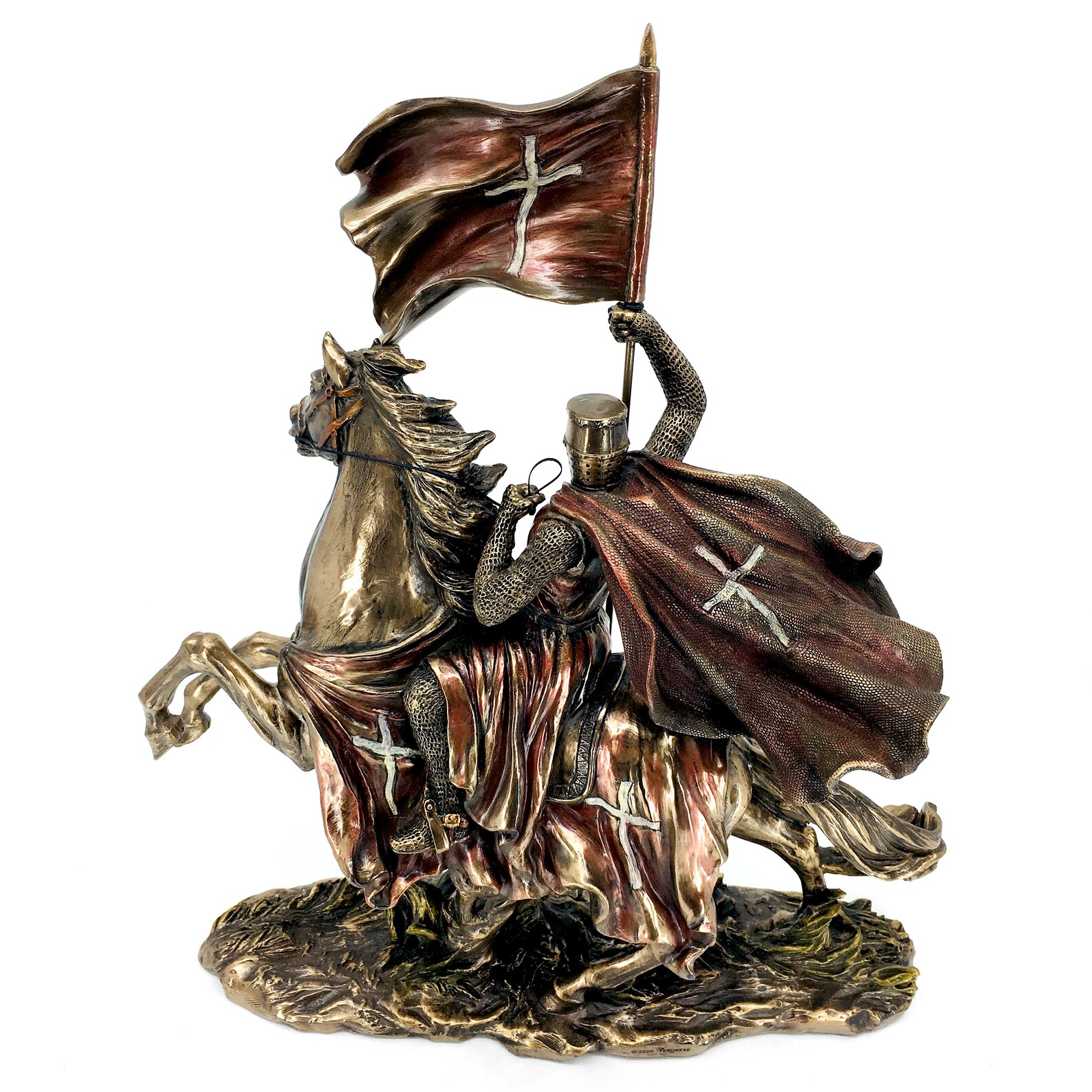 Crusader Knight on Horseback Statue – Handmade Templar Warrior ...
