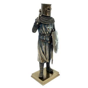 Medieval Christian Knight Statue | Bronze Finish Armor & Shield ...