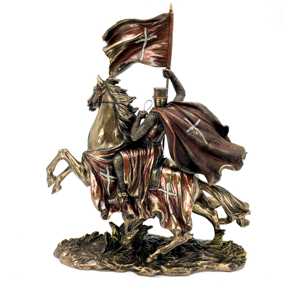Crusader Knight on Horseback Statue – Handmade Templar Warrior ...