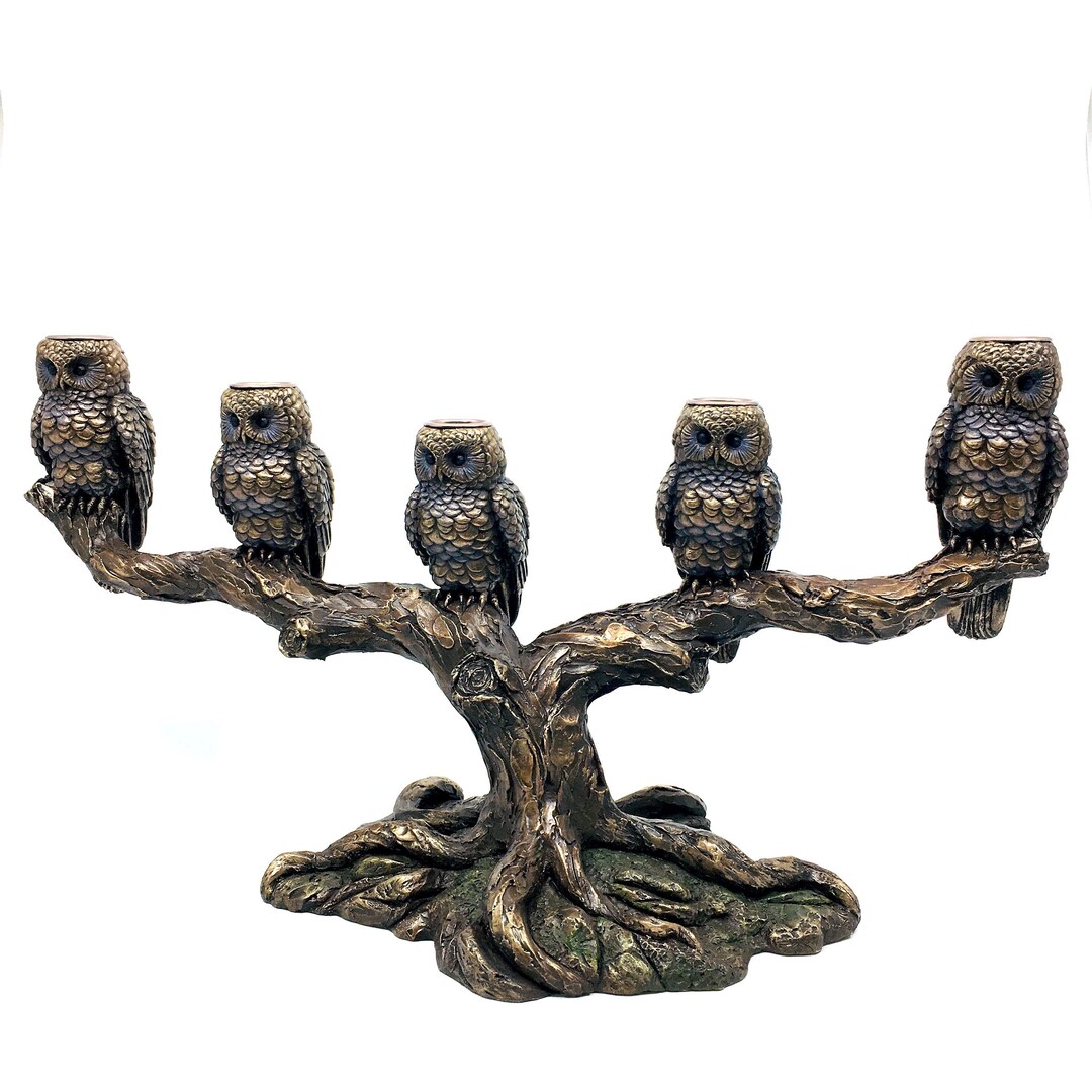 Tree of Life Candelabra | Owl Candle Holder | 5 Arm Decorative ...