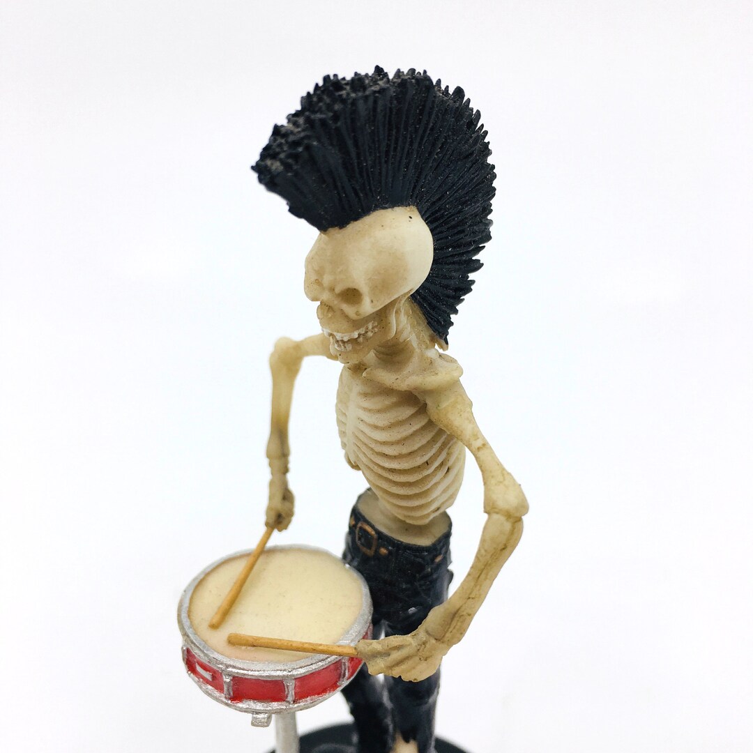 Punker Skeleton Drummer Figurine | Rock Band Decor | Halloween Gift for ...