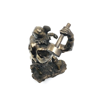 Norse God Thor Statue With Mjolnir - Viking Mythology Decor - Handmade ...
